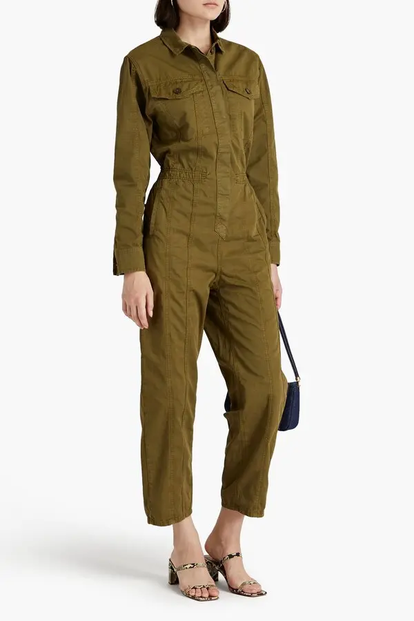 FRAME Cropped Cotton-twill Jumpsuit