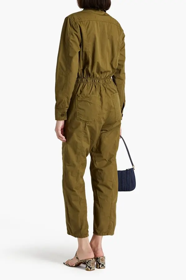 FRAME Cropped Cotton-twill Jumpsuit