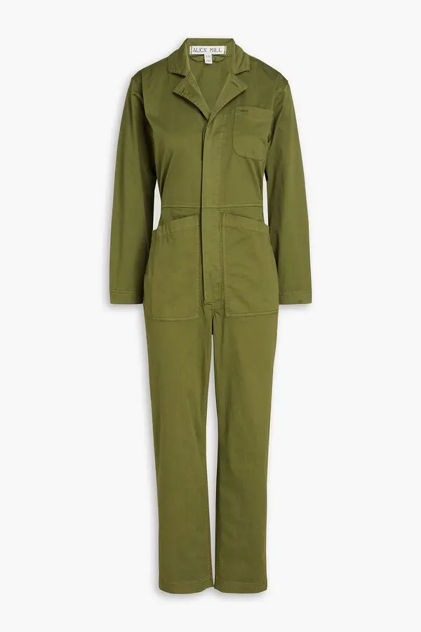 ALEX MILL Standard Cropped Stretch-cotton Jumpsuit - Army Green