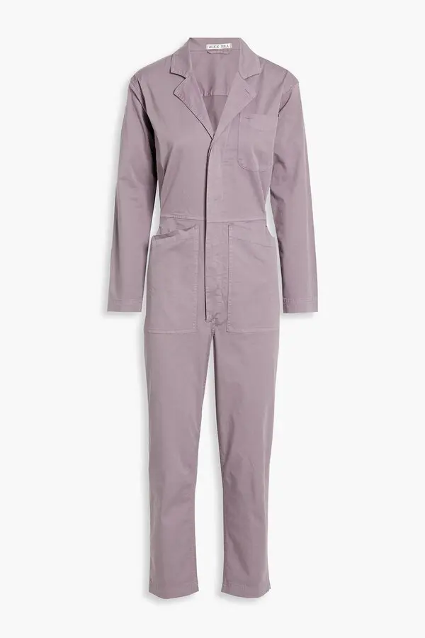 ALEX MILL Standard Cropped Stretch-cotton Jumpsuit - Lilac