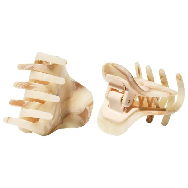 CROWN AFFAIR Two-piece Handcrafted Claw Clip Set - Carrara
