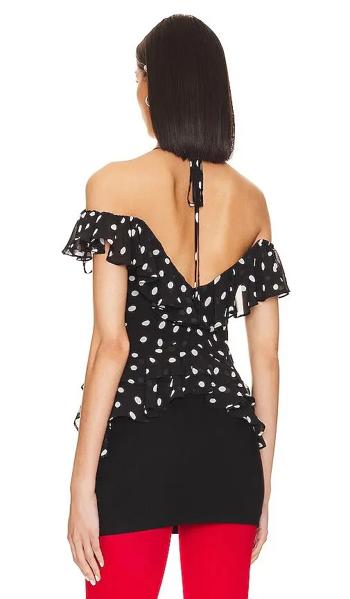 Lpa Giulia Polka Dot Ruffled Halter Top
