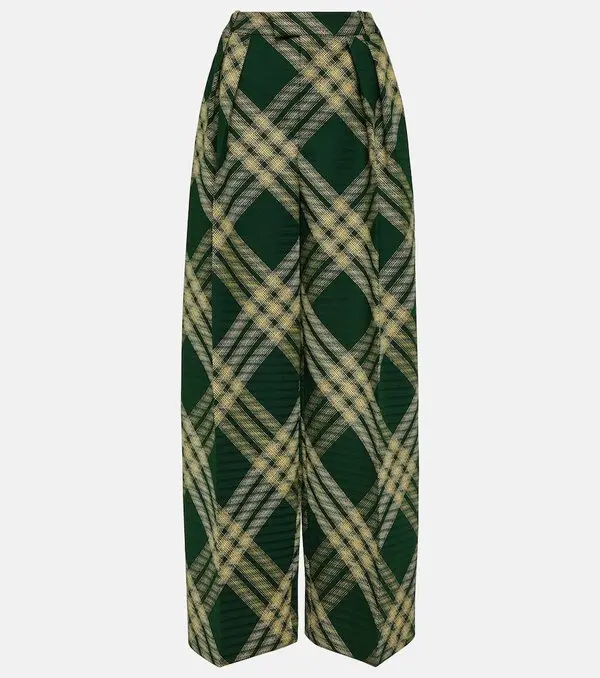 Burberry Checked Wool Twill Wide-leg Pants