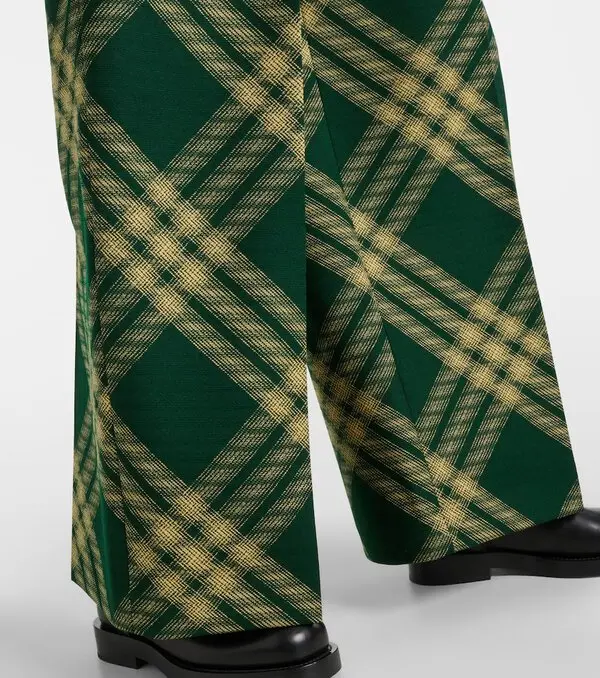 Burberry Checked Wool Twill Wide-leg Pants