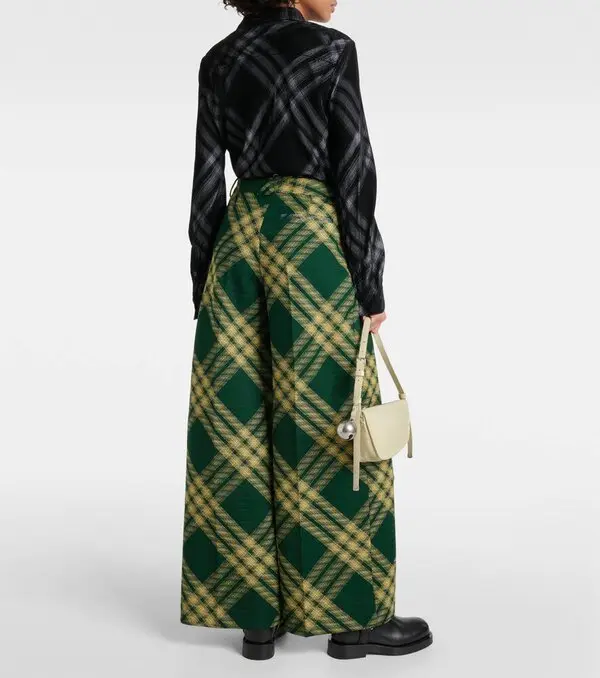 Burberry Checked Wool Twill Wide-leg Pants - Multicoloured