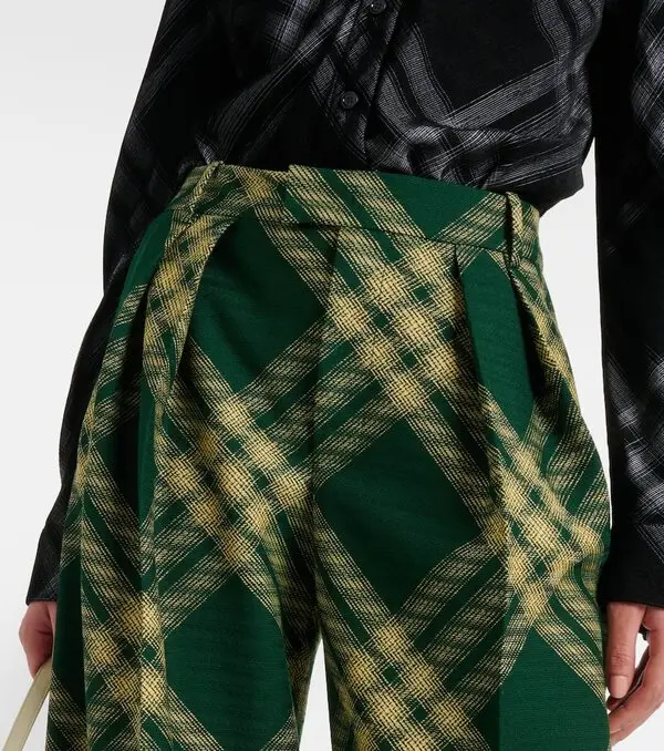 Burberry Checked Wool Twill Wide-leg Pants - Multicoloured