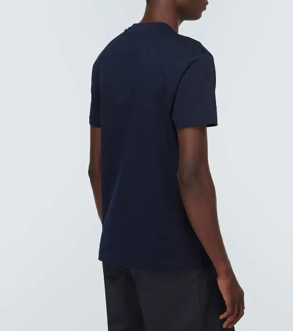 Versace Logo Embroidered Cotton Jersey T-shirt - Blue
