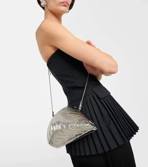 Simkhai Bridget Shell Clutch - Silver