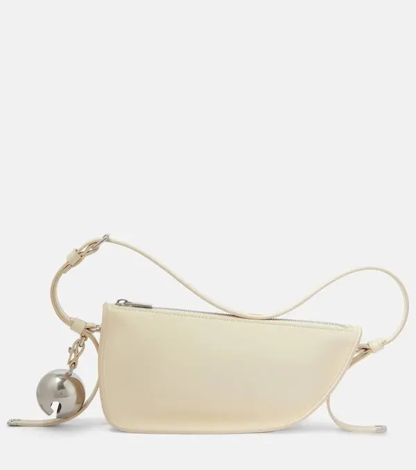 Burberry Shield Mini Leather Shoulder Bag - Neutrals