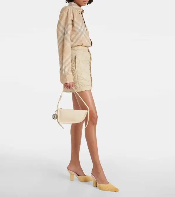 Burberry Shield Mini Leather Shoulder Bag - Neutrals