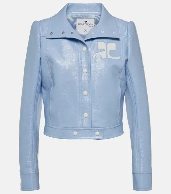 COURREGES Reedition Cropped Vinyl Jacket - Blue
