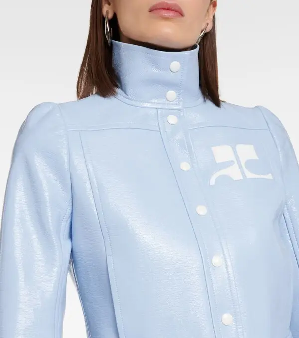 COURREGES Reedition Cropped Vinyl Jacket - Blue