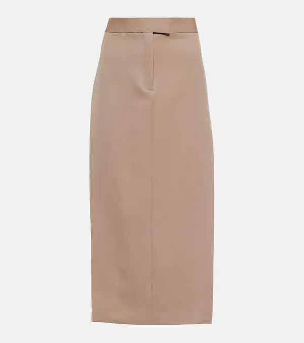 Attico Wool Twill Midi Skirt