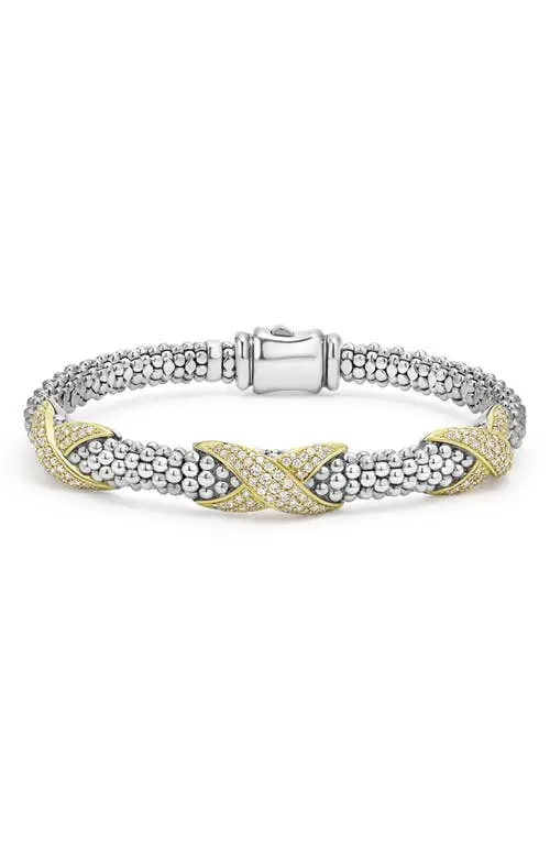 Lagos Embrace Pavé Diamond Station Bracelet - Silver
