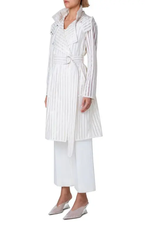 Akris Mesh Stripe Hooded Coat