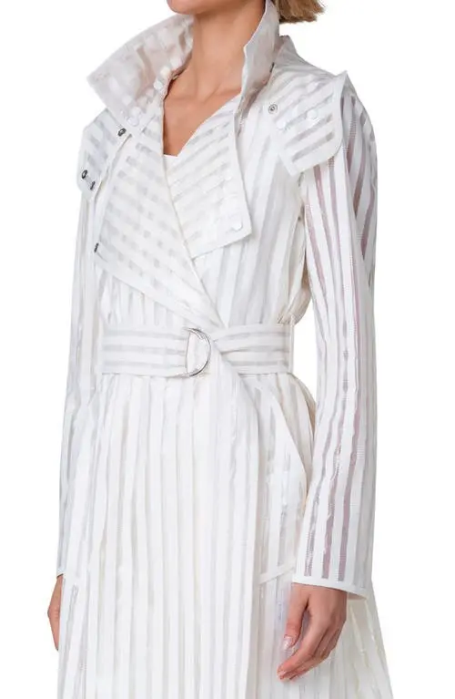 Akris Mesh Stripe Hooded Coat