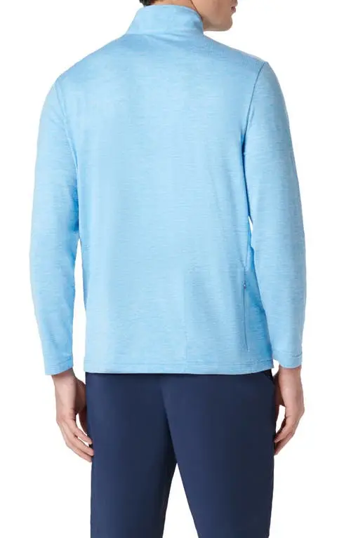 Bugatchi Quarter Zip Performance Pullover - Azure
