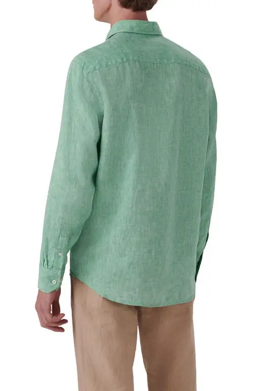 Bugatchi Axel Linen Button-up Shirt - Jade