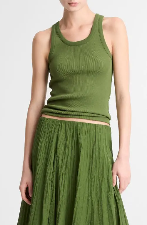 Vince Scoop Neck Rib Tank - Herb