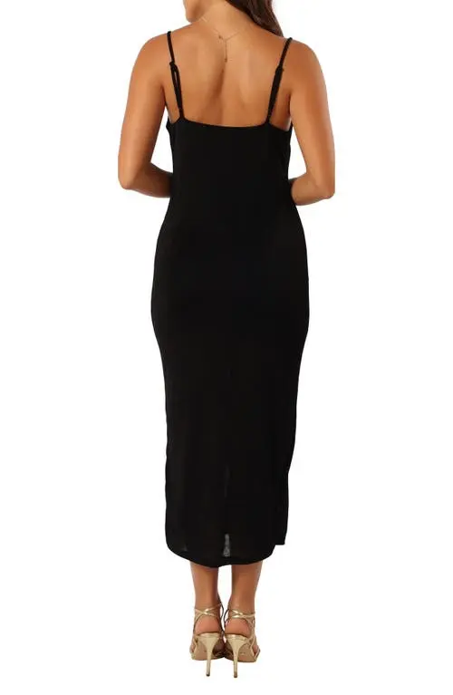 PETAL & PUP Diani Cowl Neck Midi Slipdress - Black