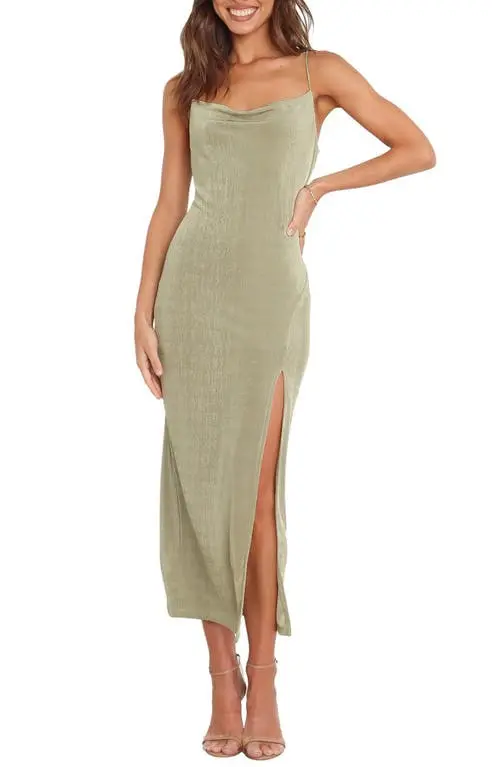 PETAL & PUP Diani Cowl Neck Midi Slipdress