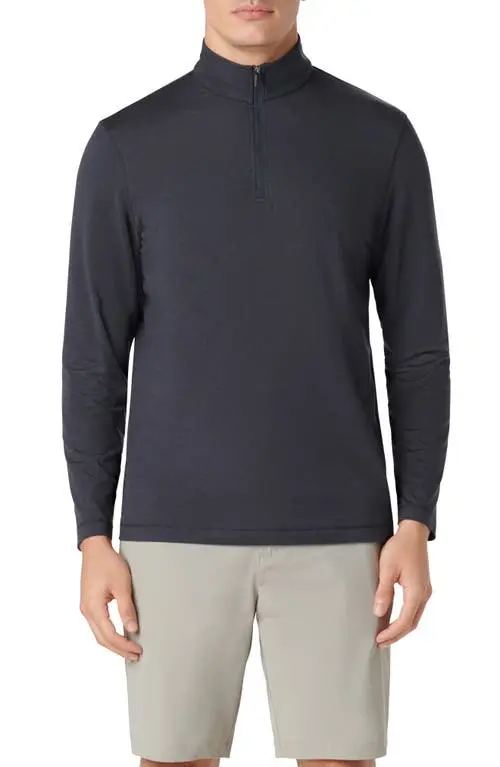 Bugatchi Quarter Zip Performance Pullover - Black