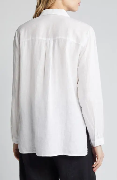 Eileen Fisher Classic Long Sleeve Organic Linen Shirt