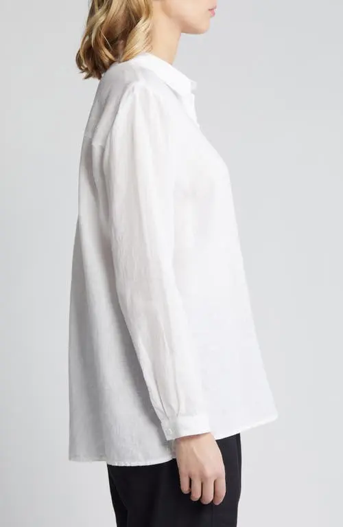 Eileen Fisher Classic Long Sleeve Organic Linen Shirt