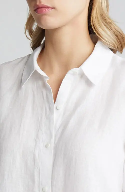 Eileen Fisher Classic Long Sleeve Organic Linen Shirt