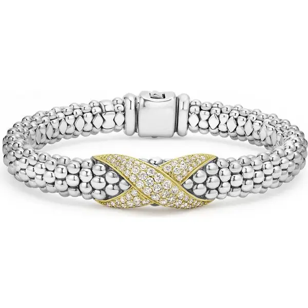 Lagos Embrace Pavé Diamond X Bracelet - Silver