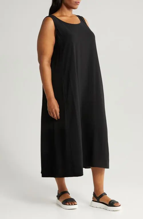 silk midi dress eileen fisher Eileen Fisher Tiered Silk Midi Dress