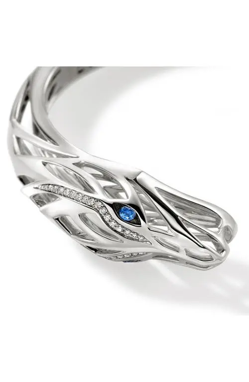 John Hardy Sterling Naga Hinged Cuff With Diamond And Sapphire