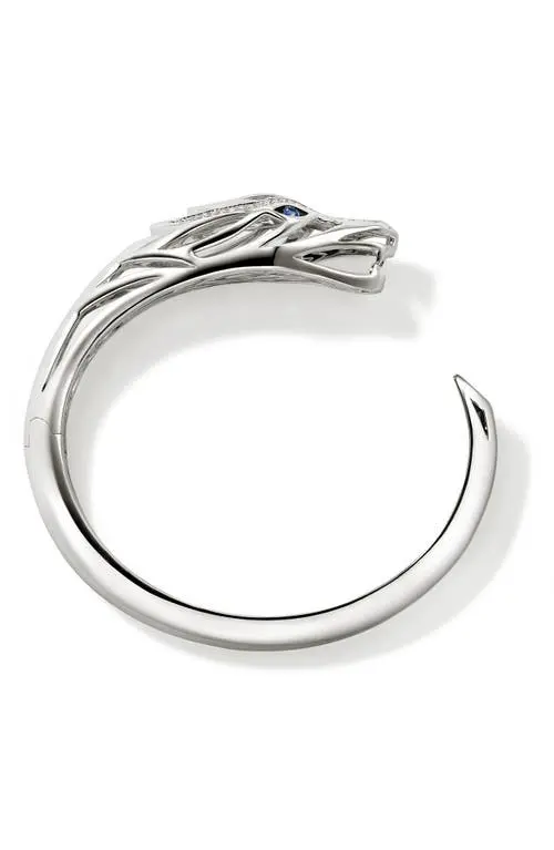 John Hardy Sterling Naga Hinged Cuff With Diamond And Sapphire
