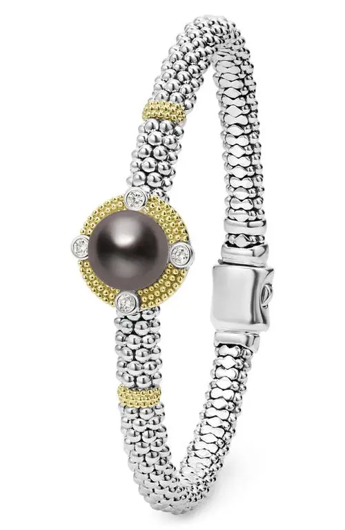Lagos Luna Lux Black Tahitian Pearl & Diamond Rope Bracelet