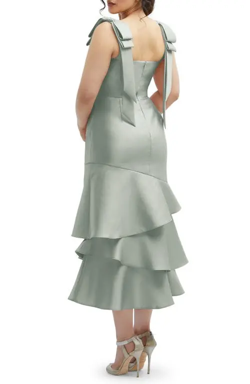 Dessy Collection Layered Ruffle Satin Midi Dress