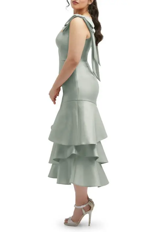 Dessy Collection Layered Ruffle Satin Midi Dress
