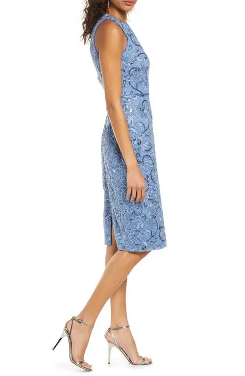 Buy Vince Camuto Sequin Lace Sleeveless Sheath Dress - Periwinkle At 70%  Off | Editorialist