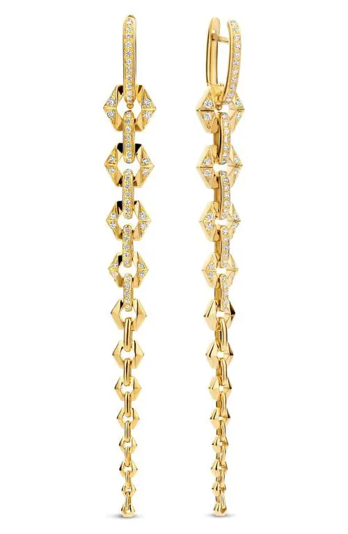 DRIES CRIEL Flow Graduated Diamond Chain Drop Earrings - Yellow Gold