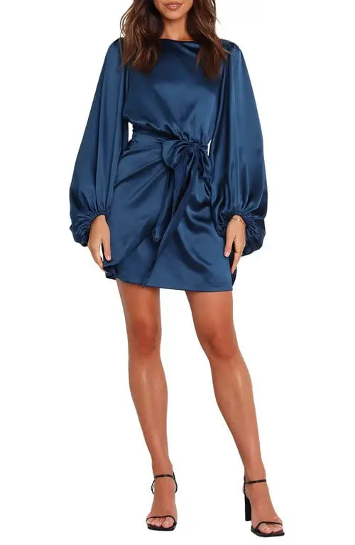 PETAL & PUP Opal Tie Waist Mini Dress - Navy