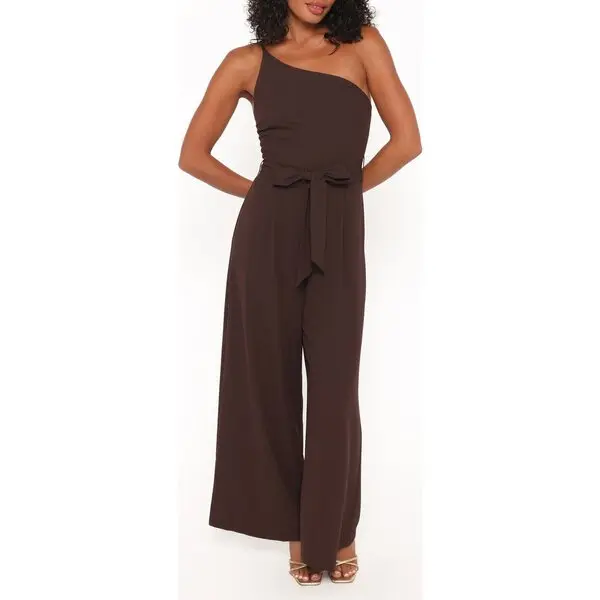 PETAL & PUP Leyton Asymmetric Jumpsuit - Chocolate Brown