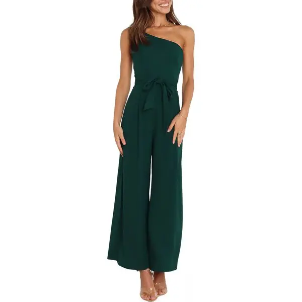 PETAL & PUP Leyton Asymmetric Jumpsuit - Emerald
