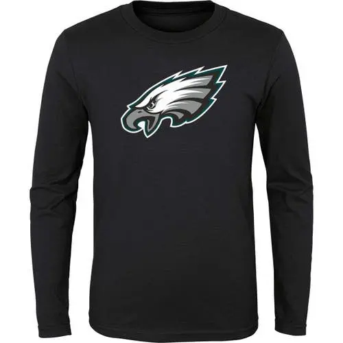 OUTERSTUFF Youth Philadelphia Eagles Primary Logo Long Sleeve T-shirt - Black
