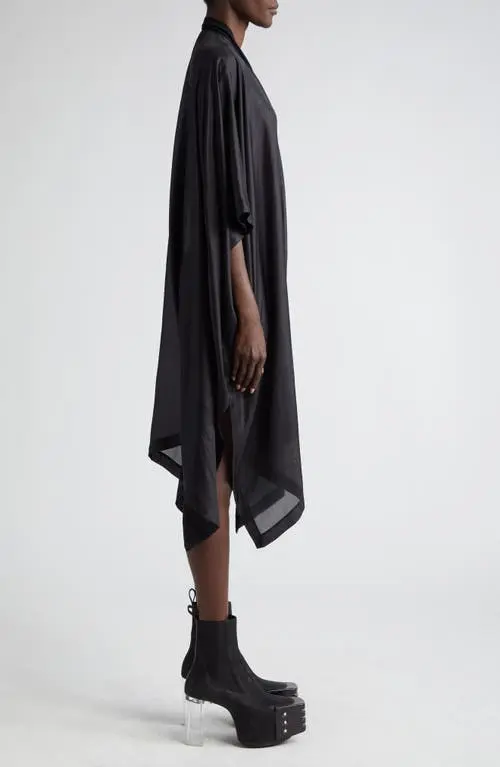 Rick Owens Long Zip Front Silk Poncho