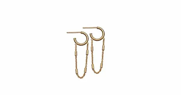 Jennifer Zeuner Jewelry Helmut Chain Drop Hoop Earrings - One-color