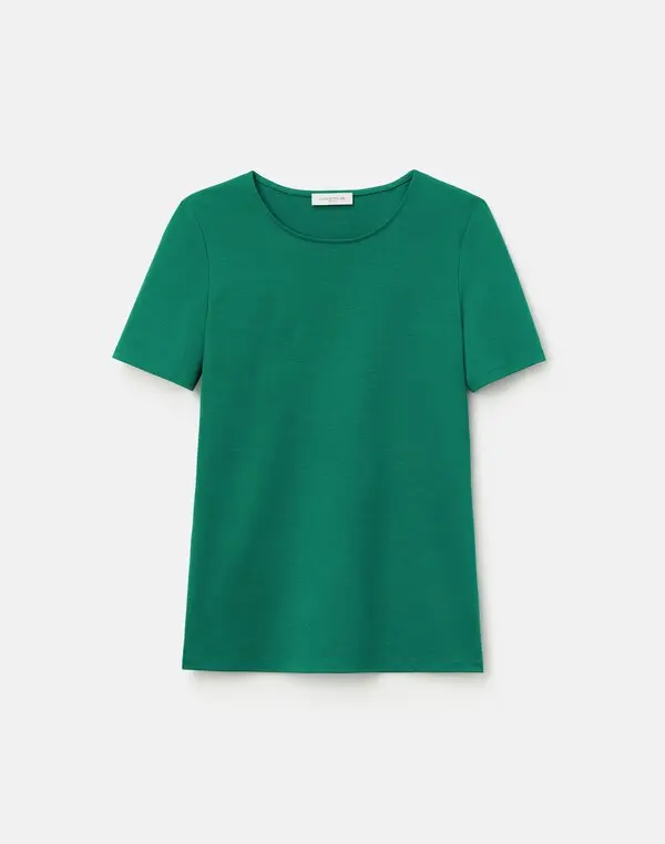 Lafayette 148 New York Cotton Ribbed Crewneck T-shirt - Grass