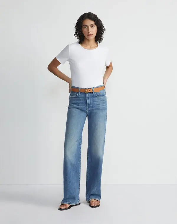 Lafayette 148 New York Cotton Rib Short Sleeve Crewneck T-shirt - White