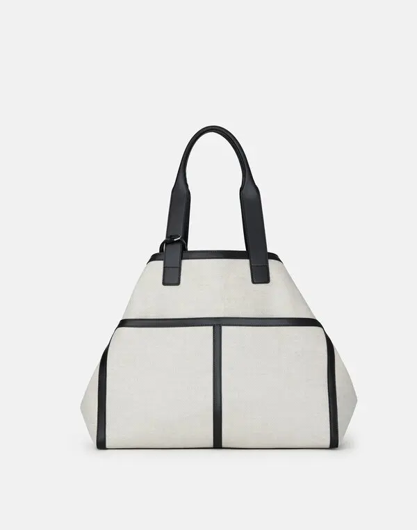 Lafayette 148 New York Linen Hemp Canvas L Tote - Black Multi