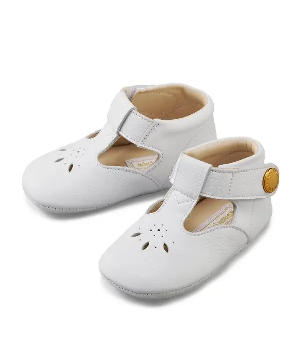 MIKI HOUSE T-bar Leather Shoes - White