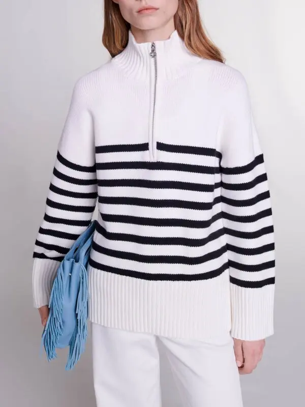 Maje Breton Jumper With Zip Collar