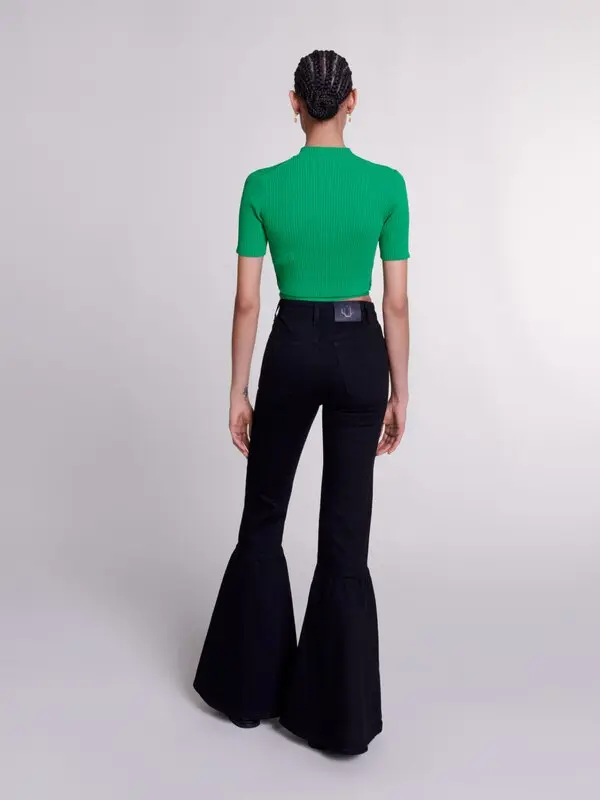 Maje Knit Crop Top With Ties